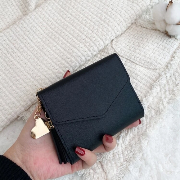 Bags | Small Black Wallet With Gold Accents | Poshmark